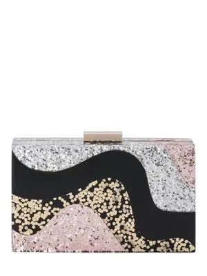 OLGA BERG Paris Wavy Acrylic Frame Clutch - Black Multi
