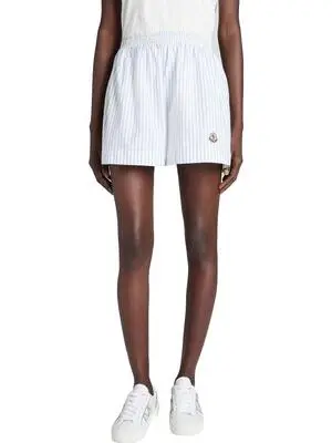 Moncler Stripe Logo Patch Shorts - Panna