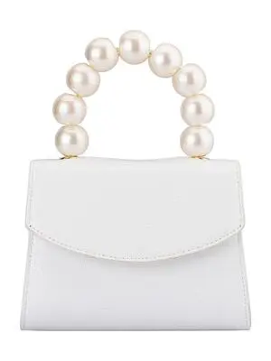 OLGA BERG Peta Faux Pearl Top Handle Bag - White