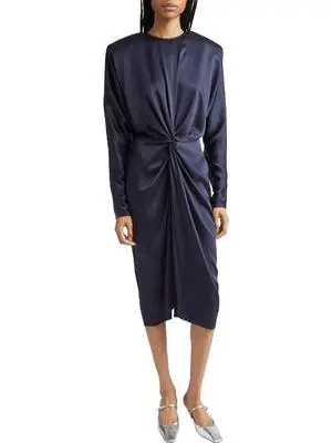 Stella McCartney Draped Long Sleeve Satin Dress - 4101 - Ink