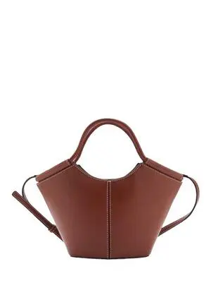 Mango Mini Faux Leather Shopper Bag - Brown