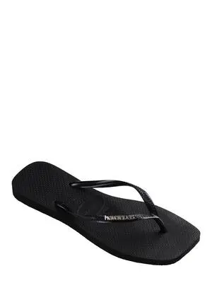 Havaianas Slim Square Logo Flip Flop - Black/silver