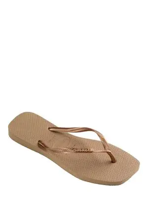 Havaianas Slim Square Logo Flip Flop - Rose Gold/rose