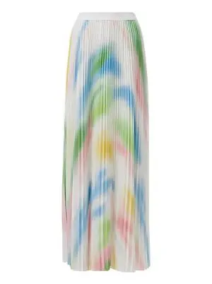 LEEM Abstract-print Pleated Maxi Skirt - Multi-coloured