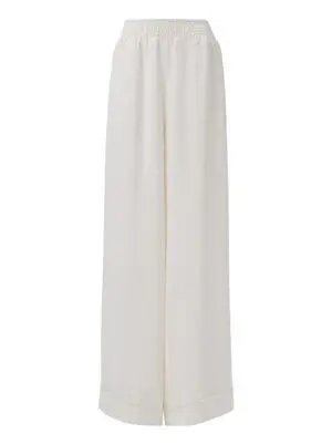 LEEM Shirred-waist Wide-leg Trousers - White