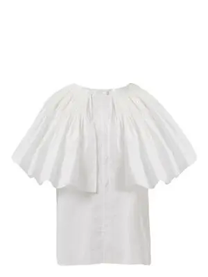 LEEM Cape Overlay Cotton Top - White