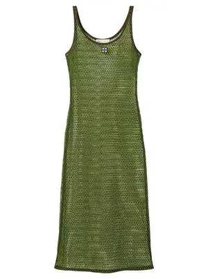 Tory Burch Mesh Midi Dress - Green