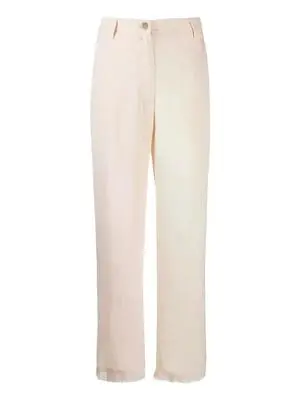 Nanushka Theo Frayed Straight-leg Trousers - Creme