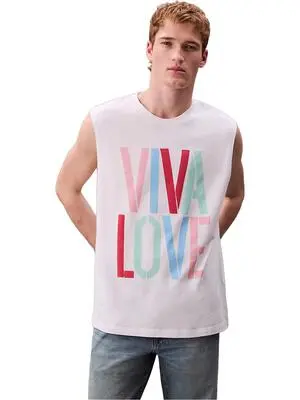 Calvin Klein Marc Hundley Pride Viva Love Relaxed Tank Top - Bright White