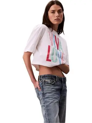 Calvin Klein Marc Hundley Pride Viva Love Cropped Relaxed T-shirt - Bright White