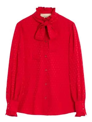 Valentino Garavani Silk Heart Print Shirt - Red