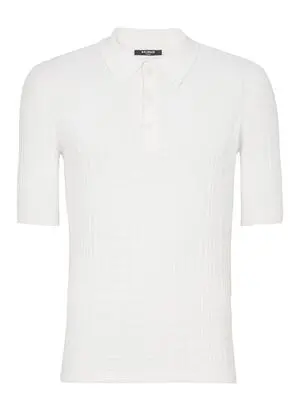 Balmain Knitted Monogram Polo Shirt - White