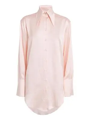 LAURA PITHARAS Silk Shirt With Pointed Collar - Pink