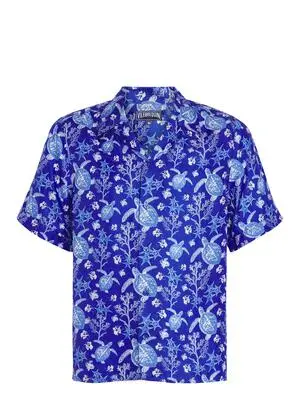Vilebrequin Silk X-ray Turtle Print Charli Shirt - Blue