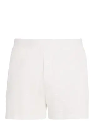 Sunspel Cotton Mesh Cellular Boxer Shorts - White