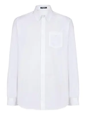 Balmain Cotton Poplin Crest Shirt - White