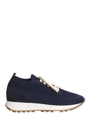 Eleventy Leather-blend Running Trainers - Blue