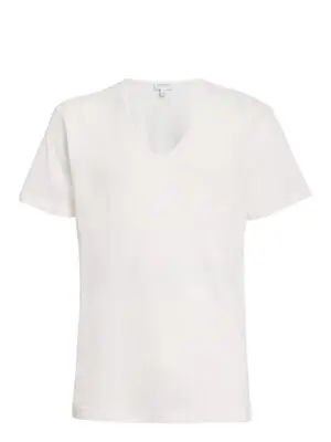 Sunspel Cotton Mesh Cellular V-neck T-shirt - White