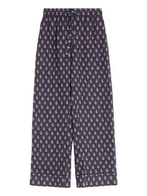 Valentino Garavani Linen Paisley Straight Trousers - Blue