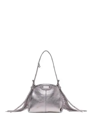 Maje Leather Miss M Micro Bag - Silver
