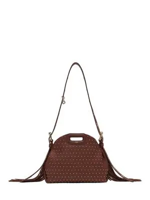 Maje Miss M Mini Leather Studded Bag - Brown