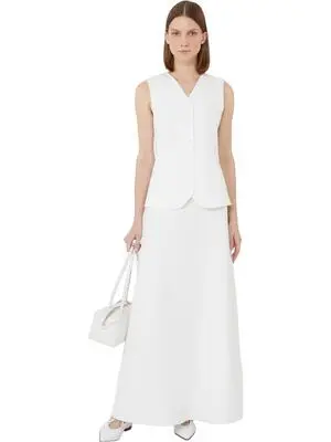 Max Mara Long Compact Jersey Skirt - White