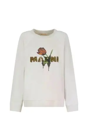 Marni Floral-Print Sweatshirt White