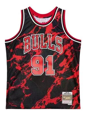 Mitchell & Ness X Nba Chicago Bulls 1997 Dennis Rodman Team Marble Swingman Tank Top - Black