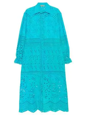 Ermanno Scervino Broderie-anglaise Midi Dress - Blue
