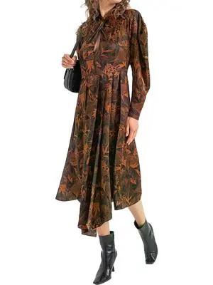 BOSS Floral Print Dress - Brown