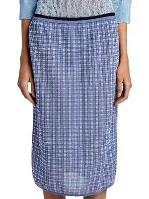 Proenza Schouler White Label Plaid Knit Skirt - Off White/denim