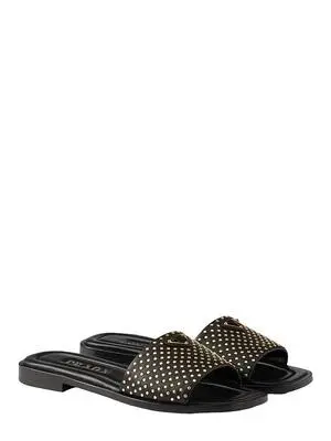 Prada Nappa Leather Studded Slides - Black