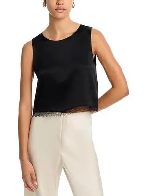 LESET Leset Lace Trimmed Cropped Top Black
