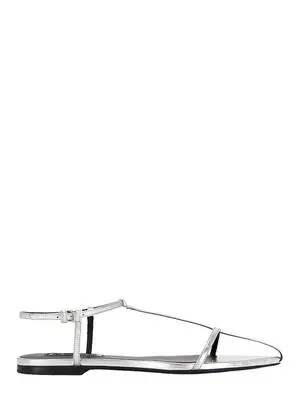 JIL SANDER Flat Sandal In Metallic - Sky Grey