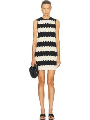 SIMONMILLER Moji Knit Mini Dress - Black & Macadamia Wave Stripe