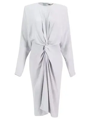 Stella McCartney Satin Draped-front Midi Dress - Neutrals