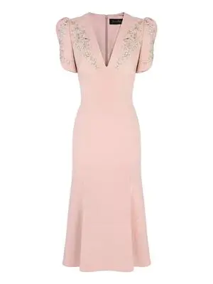 Jenny Packham Rose Bud Mid-Length Dress Pink