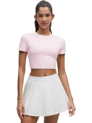 Lululemon Tight-fit Cropped Shelf-bra T-shirt - Pink Organza/white