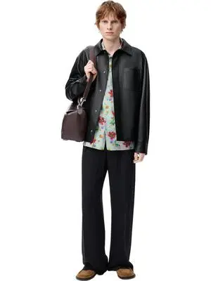 Loewe Overshirt In Nappa Lambskin - Black