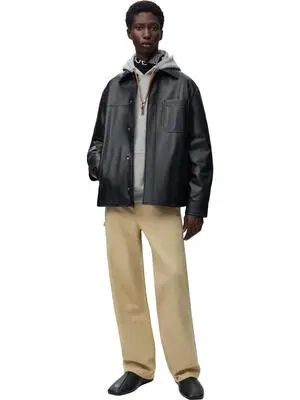 Loewe Overshirt In Nappa Lambskin - Black