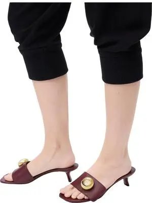 Loewe Pebble Leather Slides Burgundy