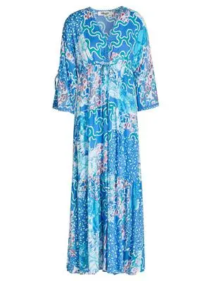 Diane Von Furstenberg Printed Woven Midi Dress - Light Blue