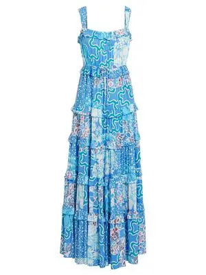 Diane Von Furstenberg Shawn Tiered Printed Maxi Dress - Azure