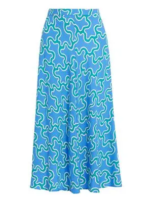 Diane Von Furstenberg Florencia Printed Woven Midi Skirt - Azure