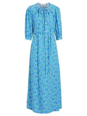 Diane Von Furstenberg Printed Woven Maxi Dress - Azure