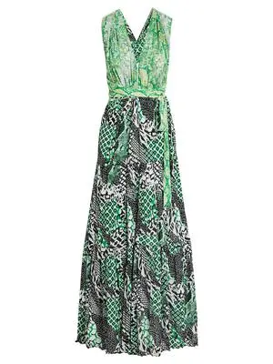 Diane Von Furstenberg Drew Tiered Snake-print Maxi Dress - Green