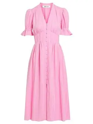 Diane Von Furstenberg Erica Cotton-jacquard Midi Dress - Pink
