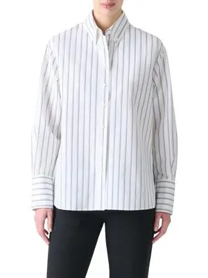 Akris Stripe Button-down Shirt - Cream-black