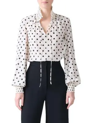 Akris Silk Polka Dot Shirt - Cream-black