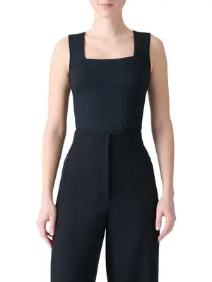 Akris Dot Detail Stretch Modal Tank - Black